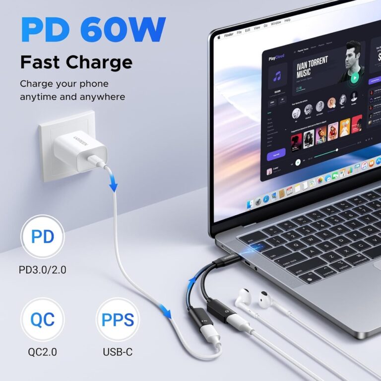 UGREEN Divisor Magnético USB-C 1 para 2 Carregue e Ouça - Zhiyun